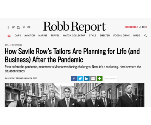 Robb Report – Tailoring Post Covid – Cad & The Dandy New York