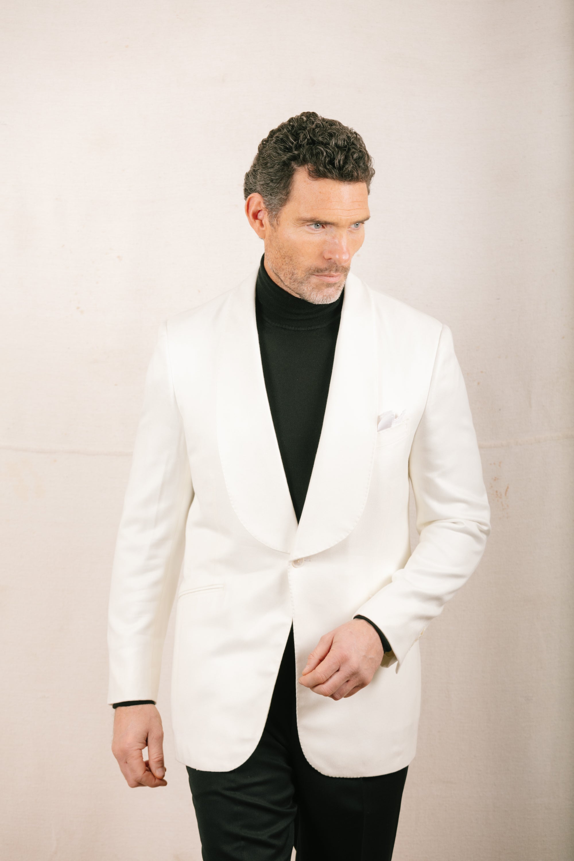 Wide Shawl Lapel Jacket in White Bamboo – Cad & The Dandy New York