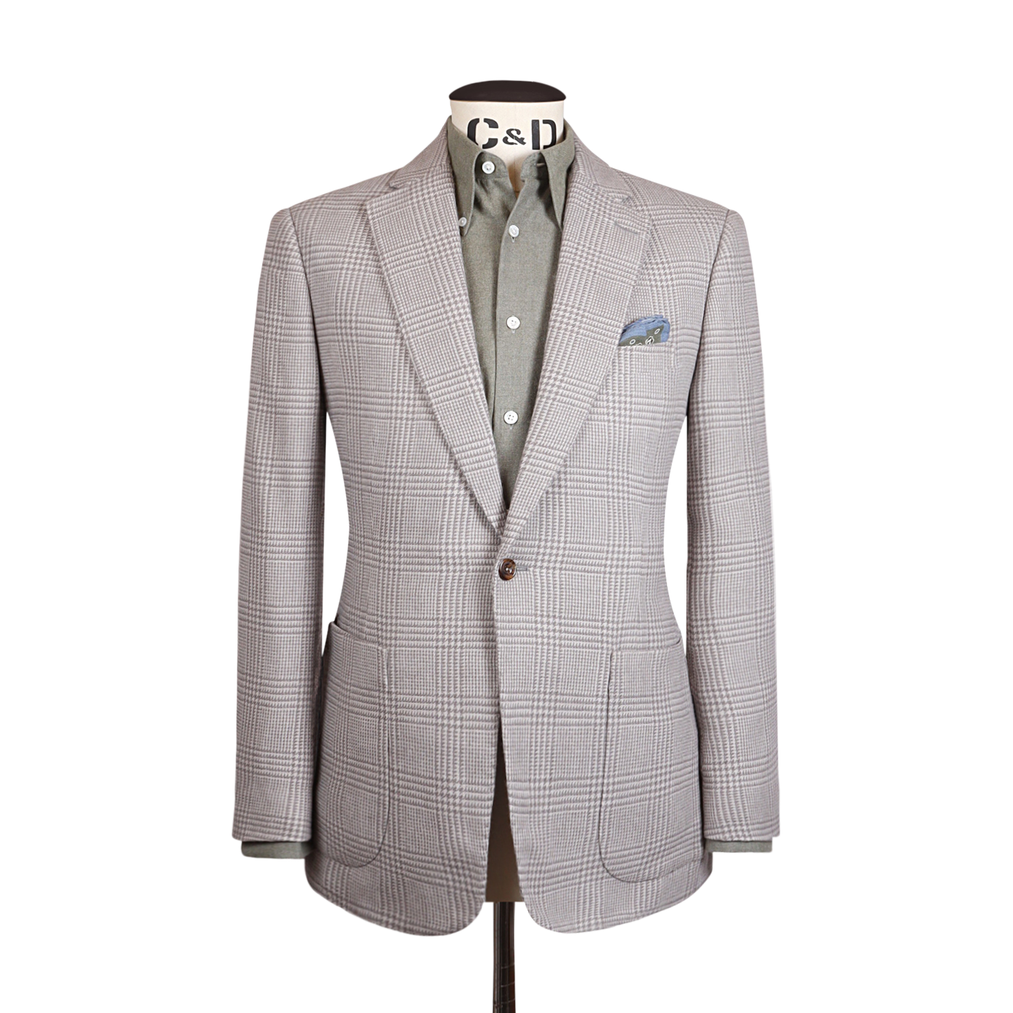 Single Breasted Notch Jacket in Cream and Silver Glen Check – Cad & The ...